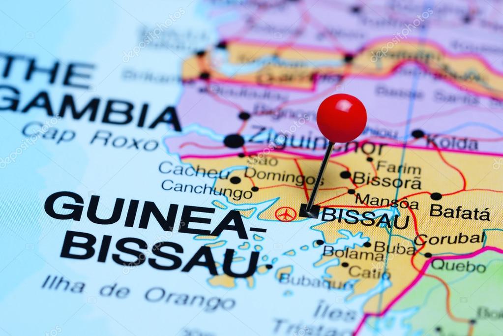 Bissau fijado en un mapa de África 2024