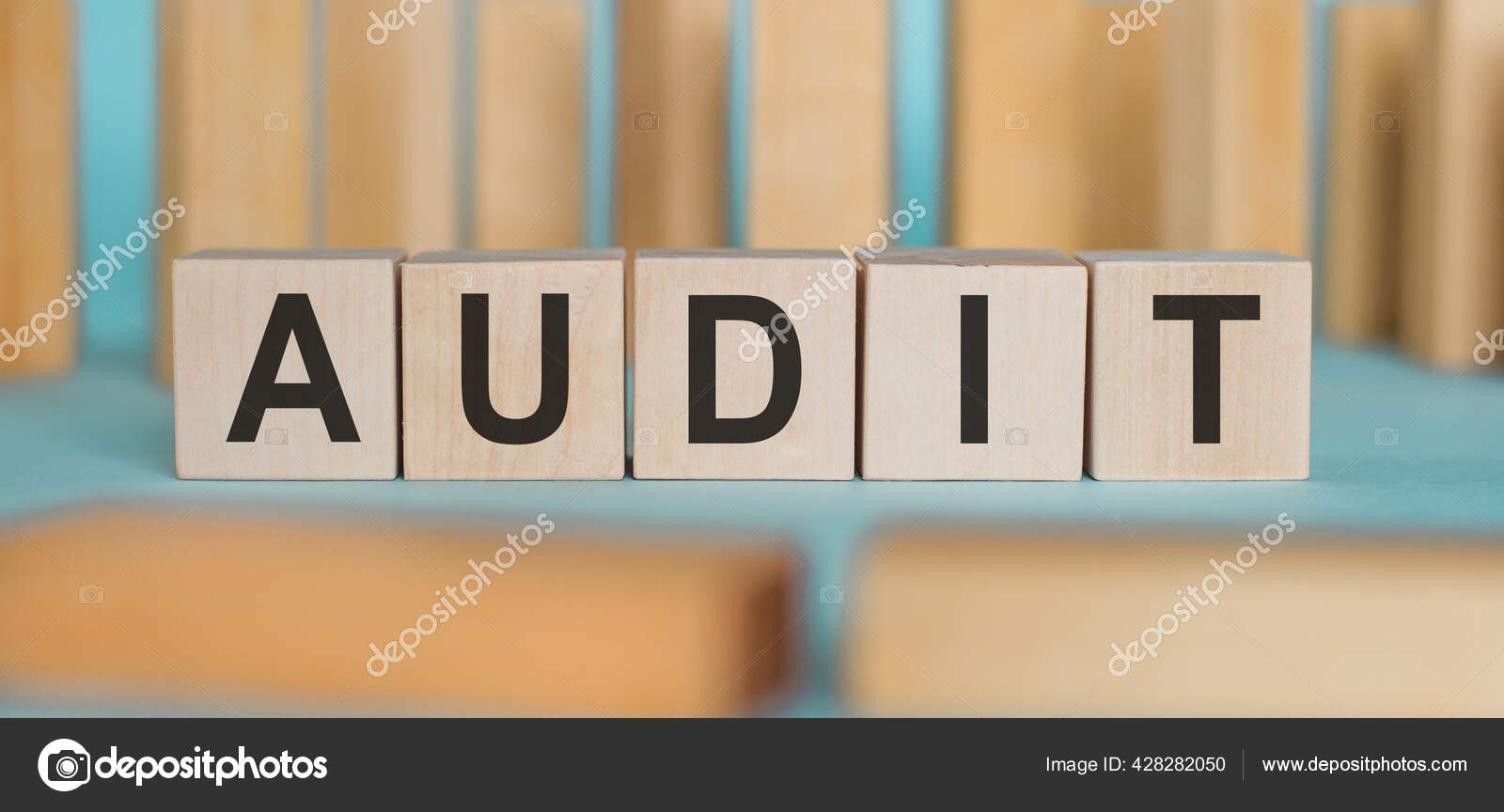 Audit Word Written Wooden Blocks Light Blue Background Business ...