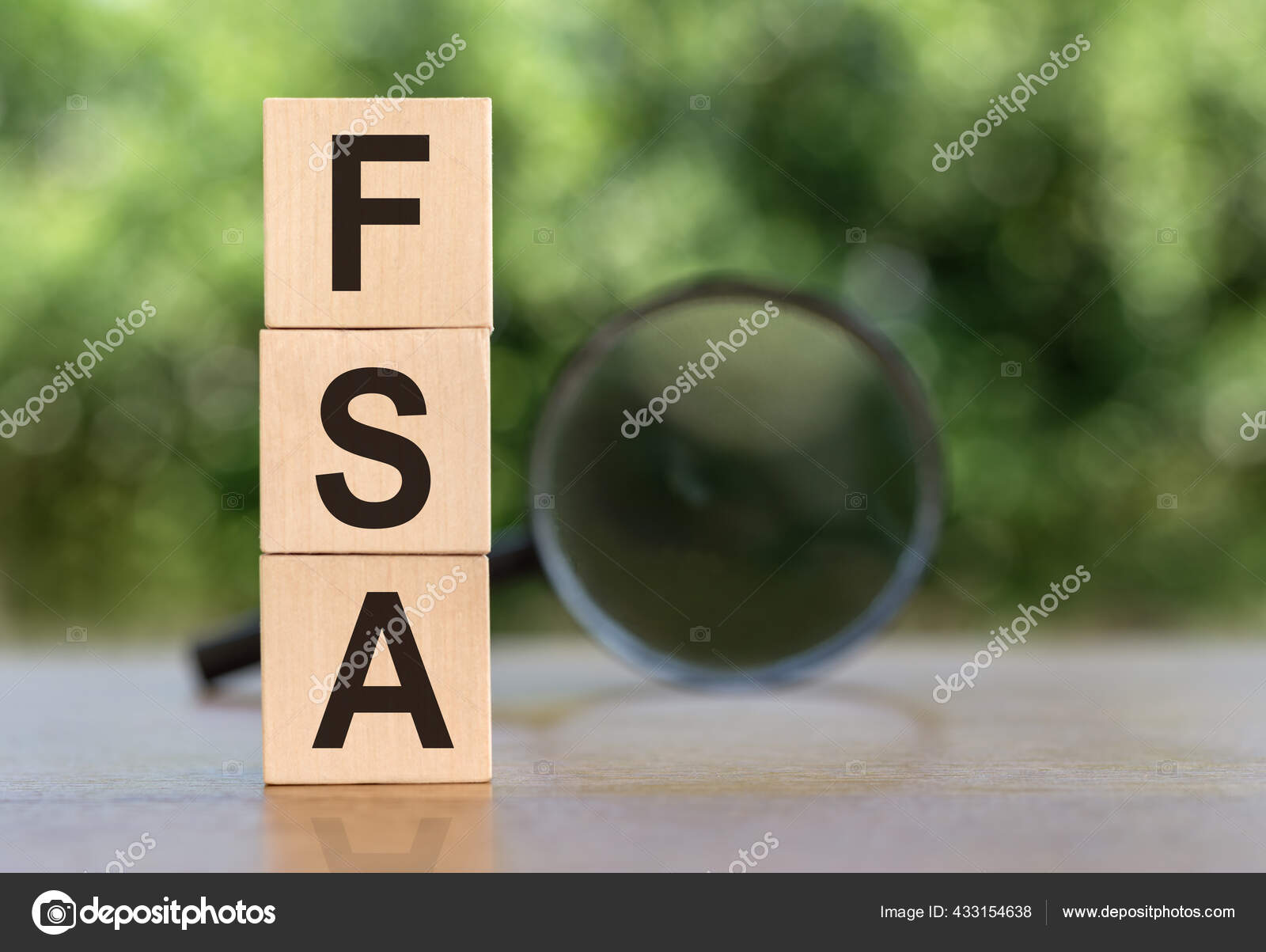 Fsa Abbrevation Wooden Blocks Table Magnifier Green Background Business ...