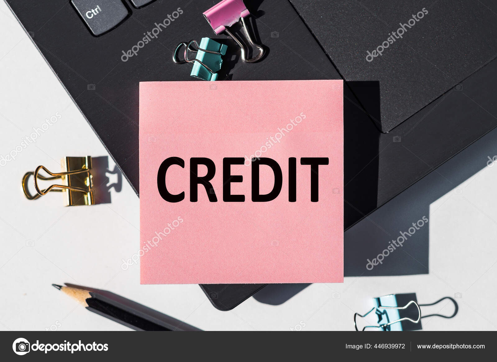 Credit Note Written Paper Sticker Laptop Keyboard — Stock Photo © Ana ...