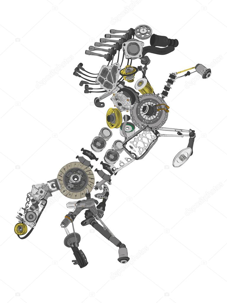 Many images of spare parts — Stock Vector © Dezay #92311890