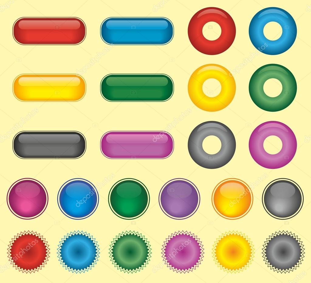 Vector de colores botones brillantes, formas 2023