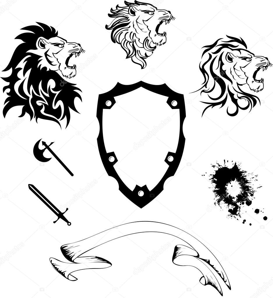 Heraldic Lion Head Lion Traceable Heraldic Art