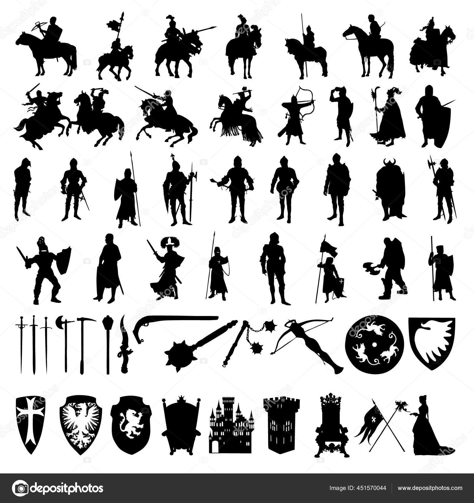 Colección Siluetas Medievales Colección Vectorial Siluetas Medievales ...