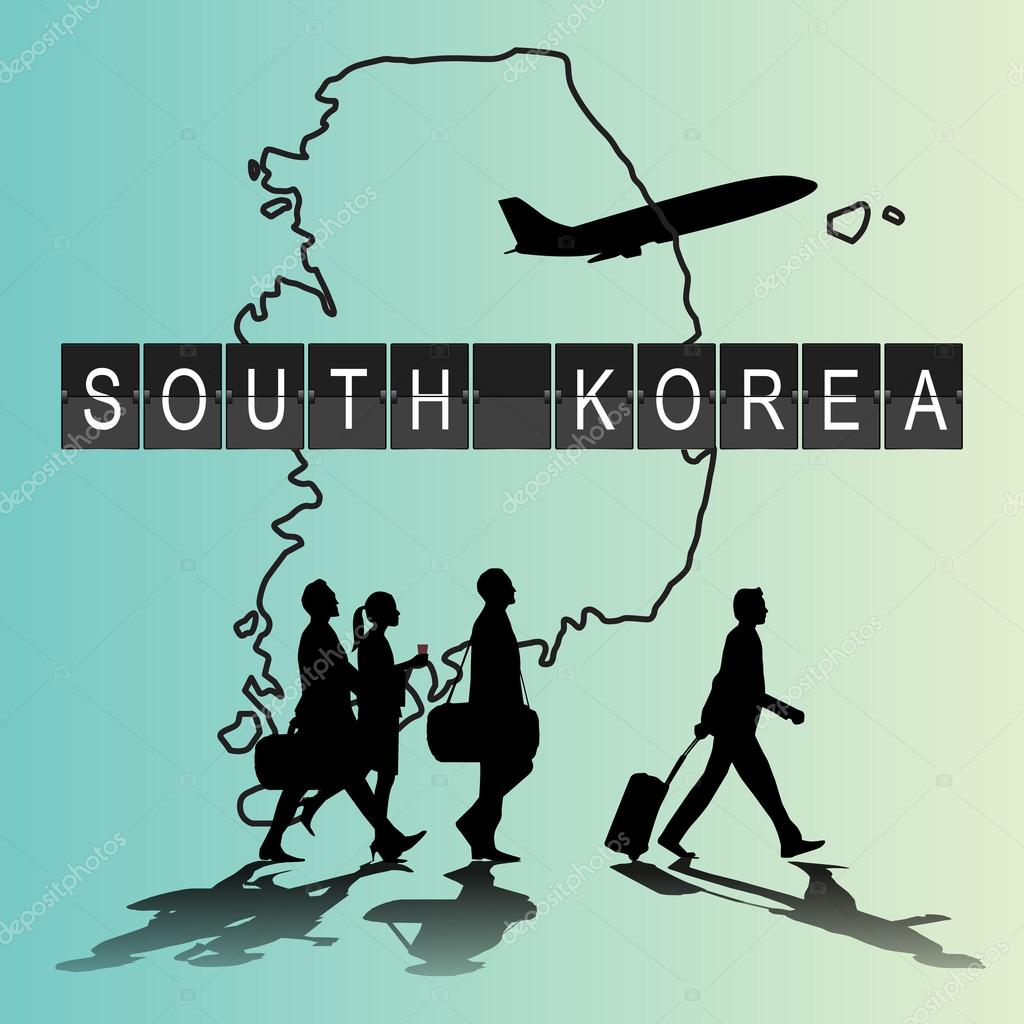 Infographic silhouette people in the airport for south korea fli Stock ...