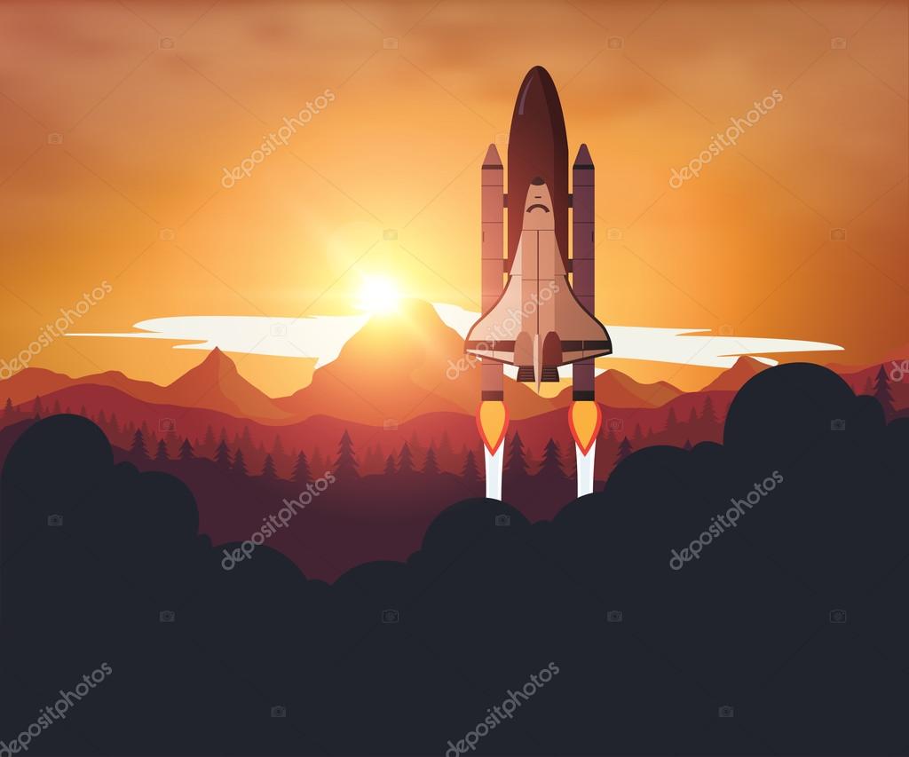 Space Shuttle with sunset background Stock Vector by ©Bluehousestudio ...