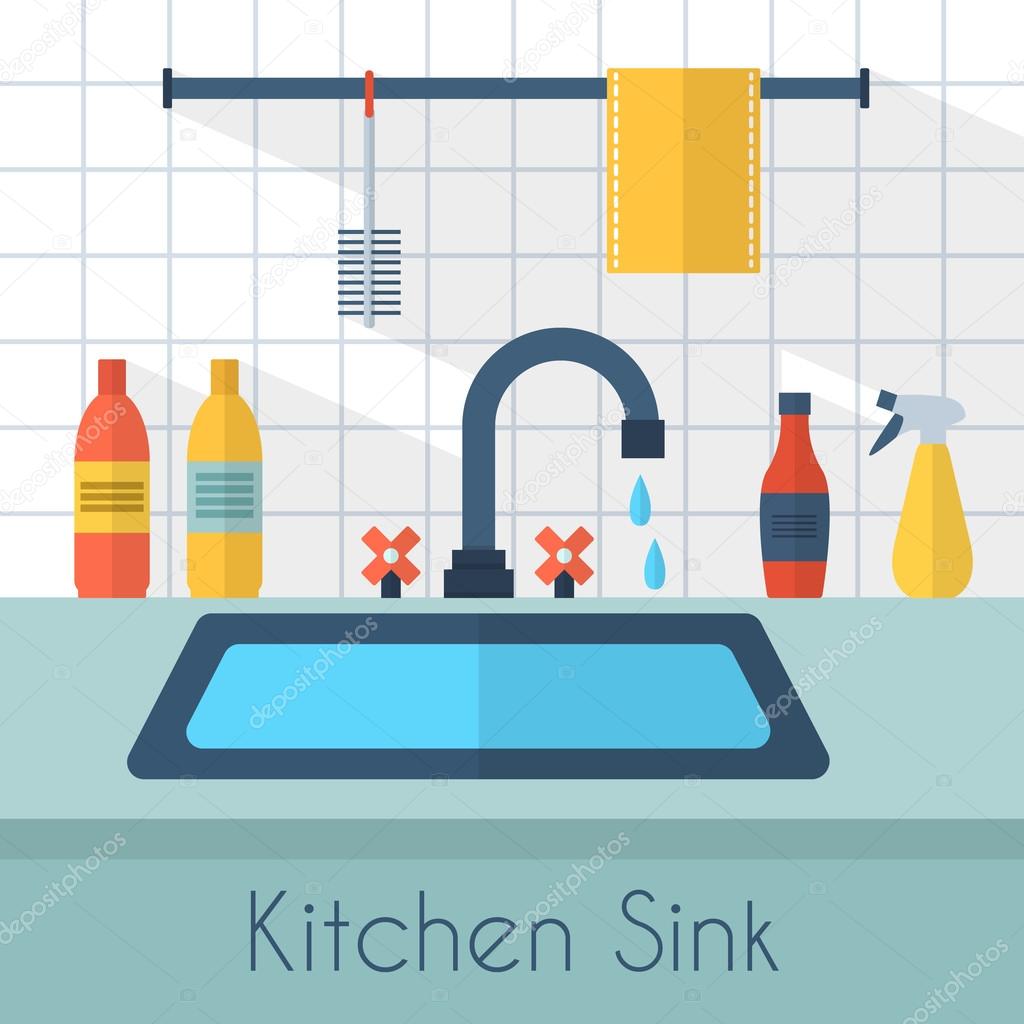 Kitchen sink with kitchenware — Stock Vector © Elvetica #69624917