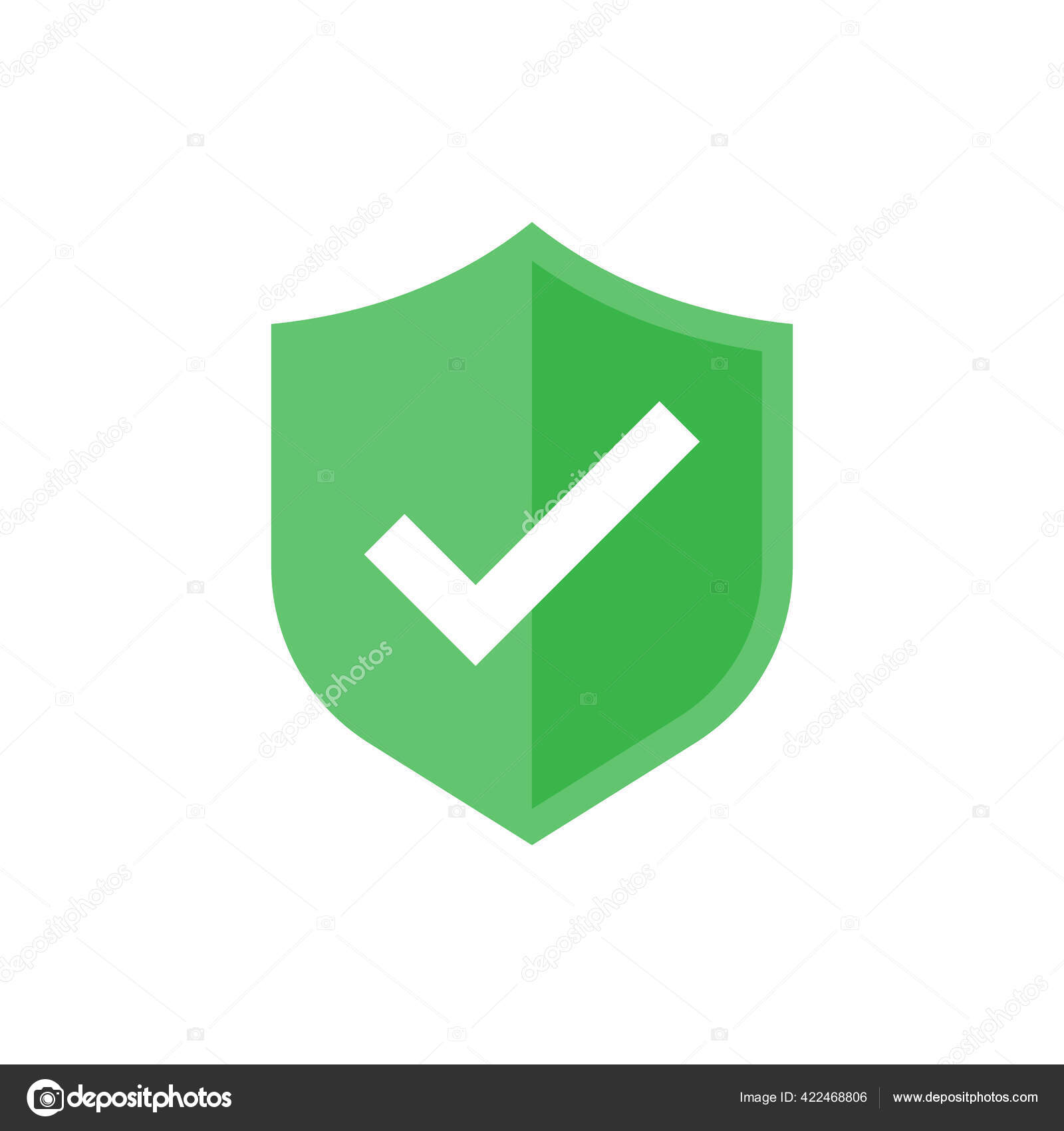 Green Shield Checkmark Icon White Background Vector Stock Vector by ...