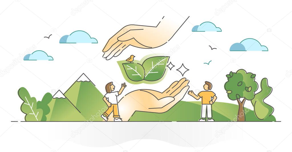 Doğa ve sürdürülebilir çevre koruma ve bakım ana hatları kavramının ...