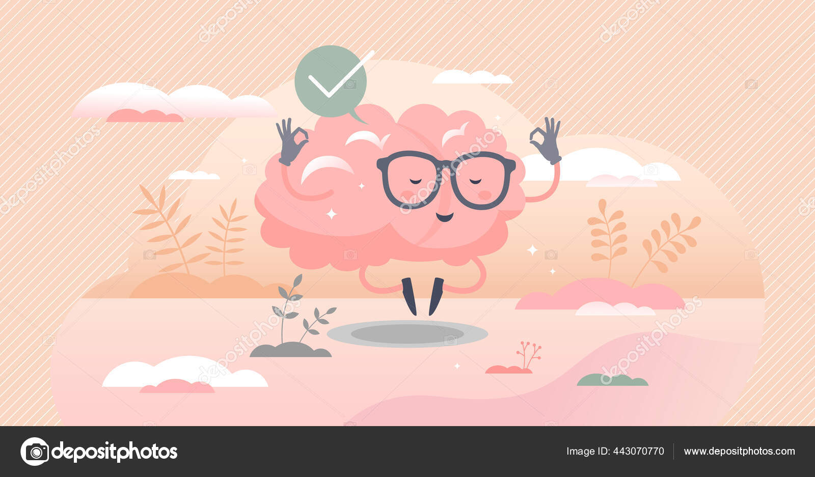 Calm brain meditation to relax balance or mental wellness tiny person ...