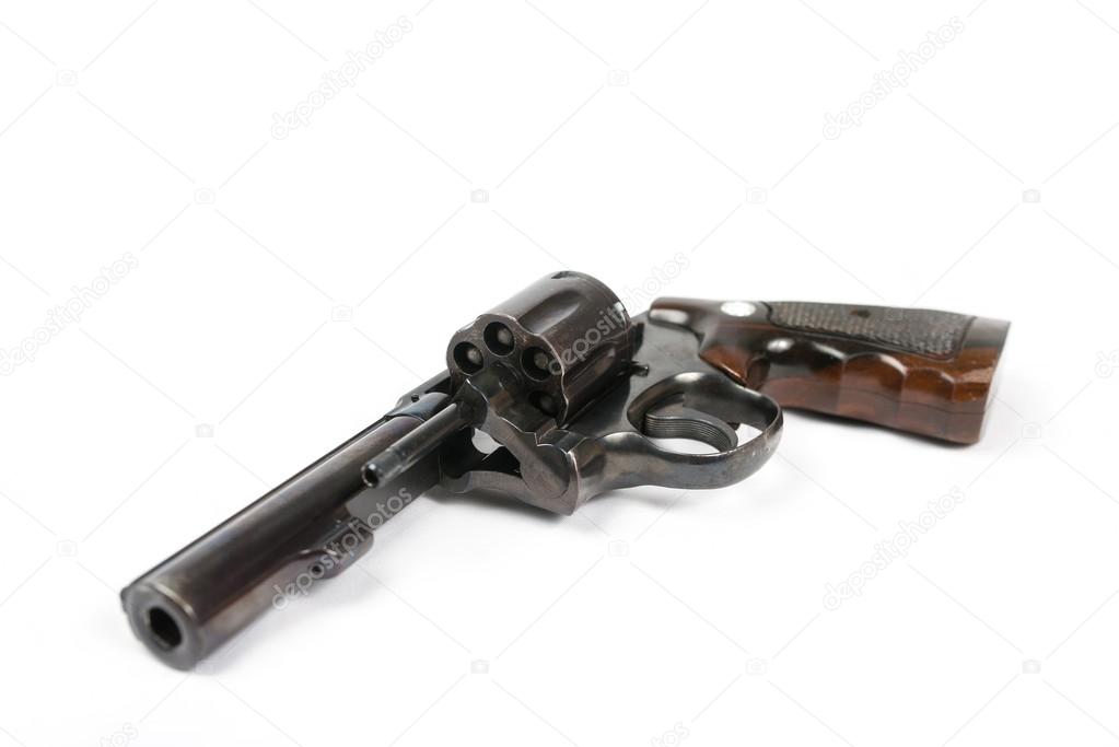 Black revolver gun isolated on white background Stock Photo by ©village ...