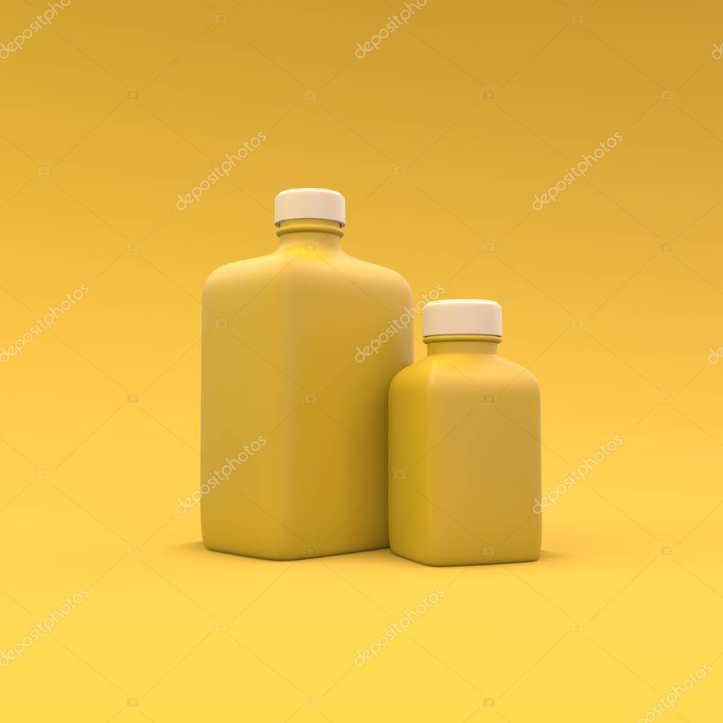 Frascos pl sticos medicinales sobre fondo amarillo. Dise o del paquete de medicina. ilustraci n ...