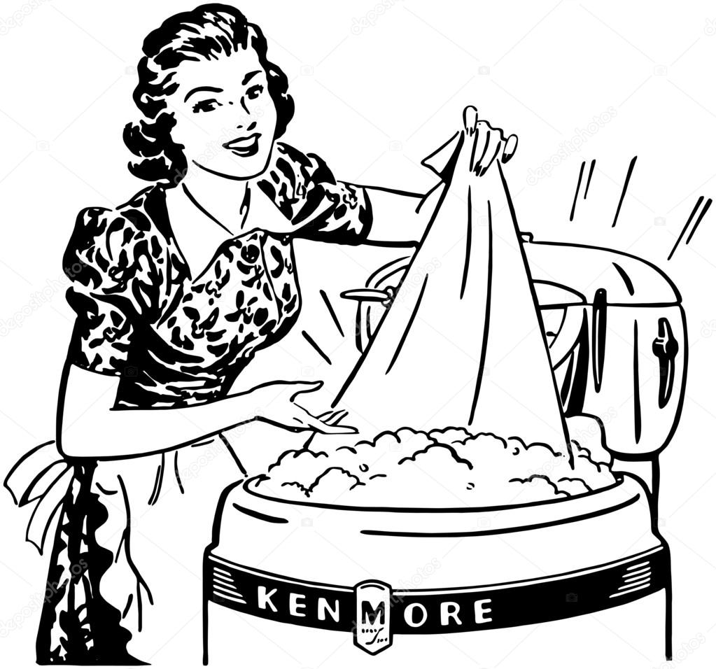 Lady Doing Laundry Stock Vector by ©RetroClipArt 55668379