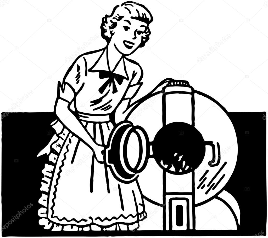 Lady With Washing Machine Stock Vector Image by ©RetroClipArt #55675419