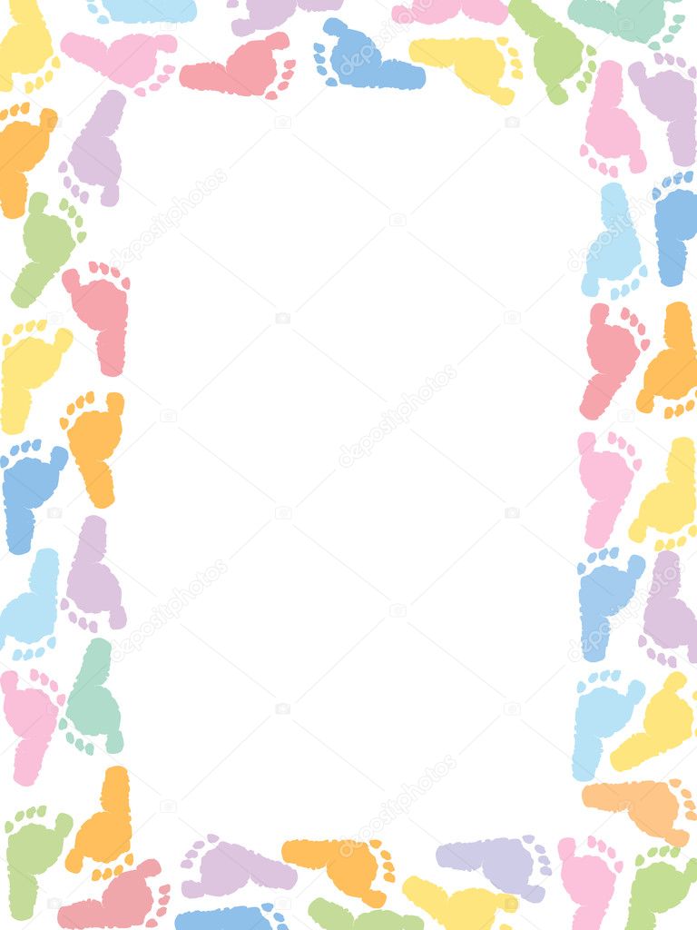 Pink Baby Footprints Border