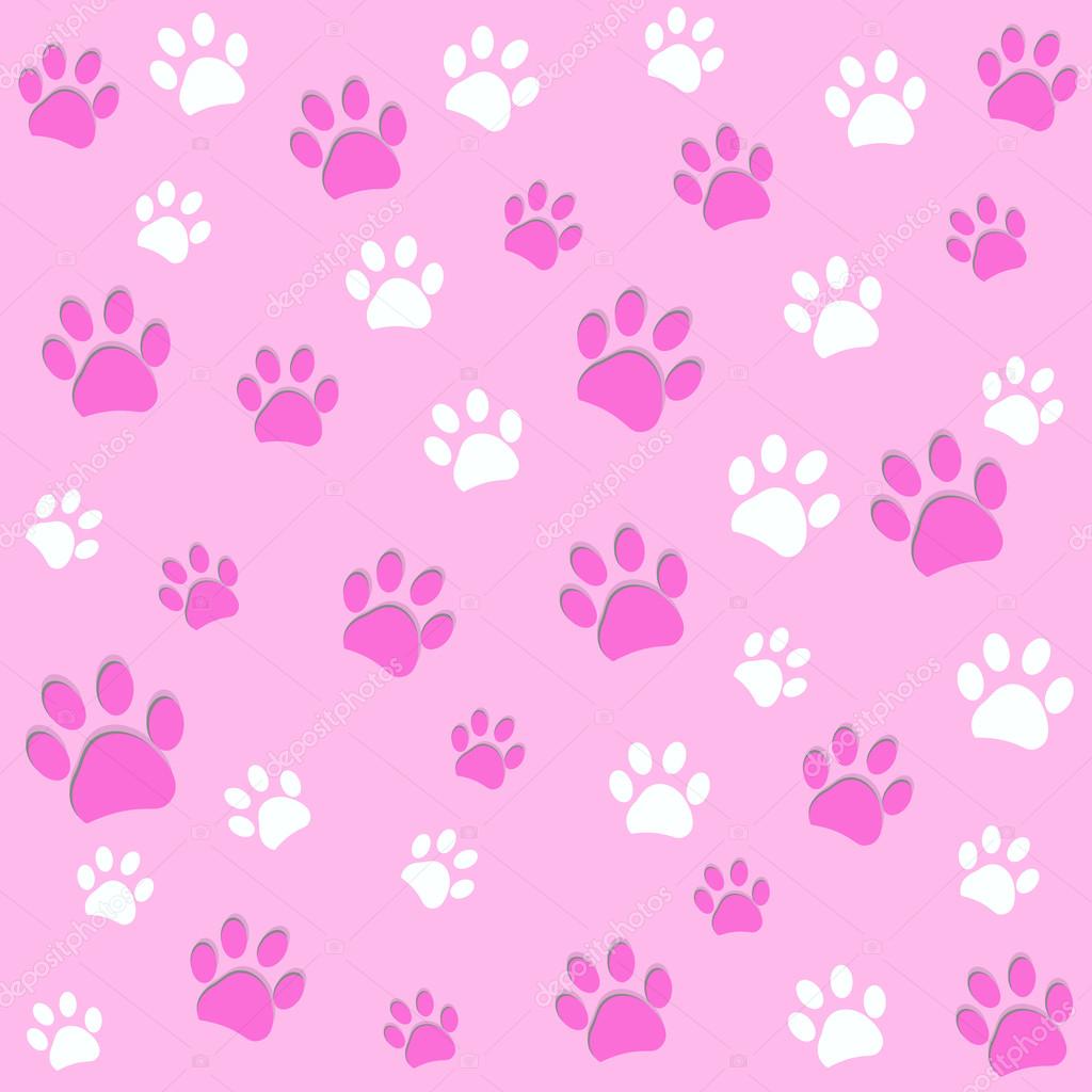 Pink Paw Prints Pattern Background Vector Illustration Stock Vector By