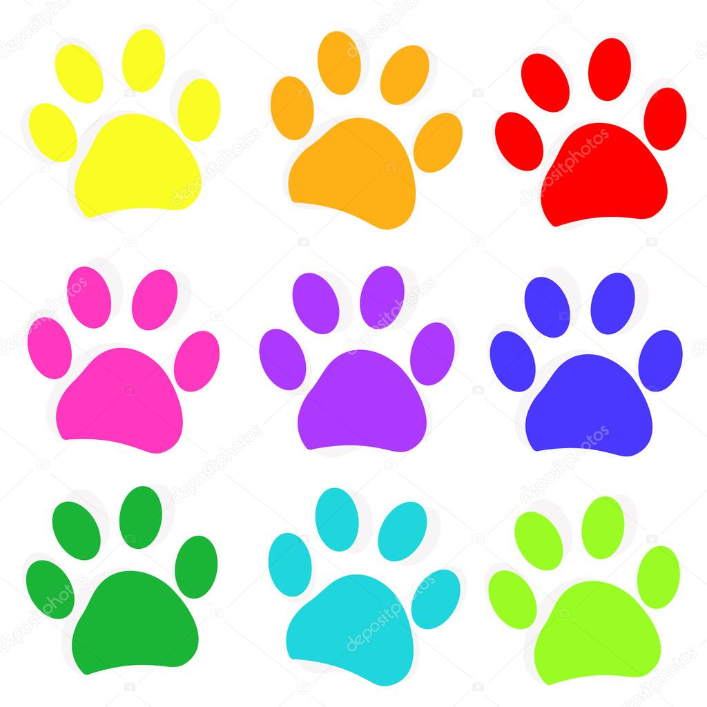 Colorful Paw Prints Clip Art
