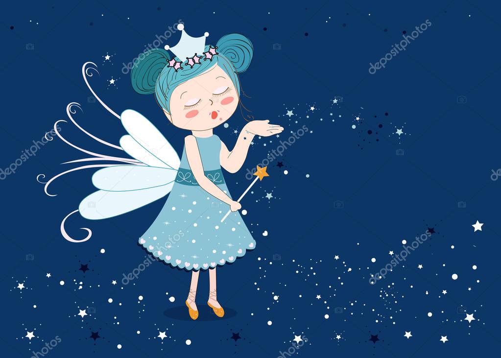 Cute fairy tale sending stars vector illustration background Stock ...