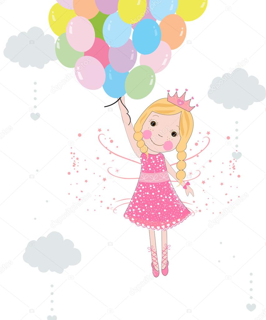 Mignon conte de fées avec des ballons vecteur Stock Vector by ...