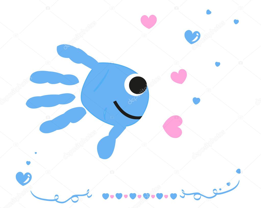 Fish with baby hand prints vector background Stock Vector Image by ...