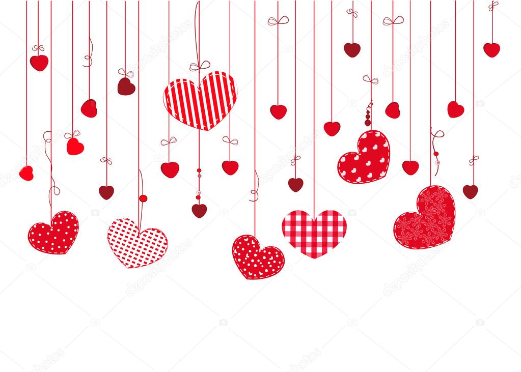 Valentine's Day hanging hearts vector background — Stock Vector ...