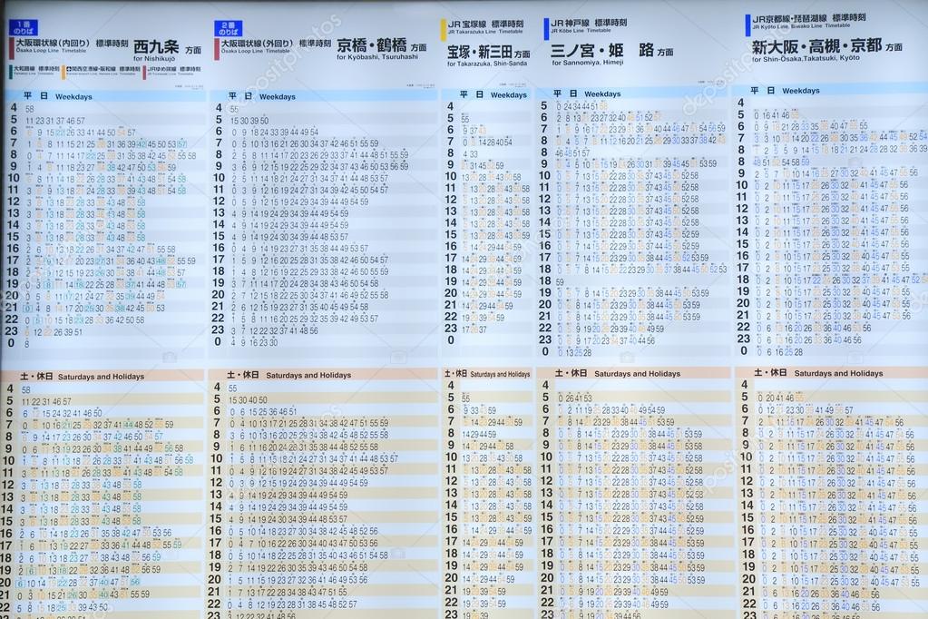 JR train timetable in Osaka Japan – Stock Editorial Photo © TKKurikawa ...