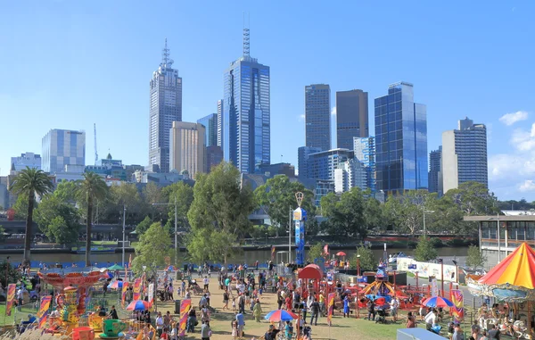 Melbourne Australia City Fireworks Annual Moomba Festival – Stock ...