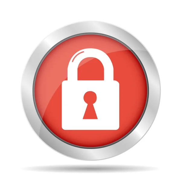 Lock icon. Red glossy circle web icon on white background Stock Vector ...