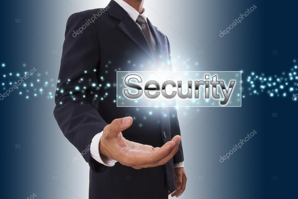 Businessman hand showing security word — Stock Photo © photousvp77 ...