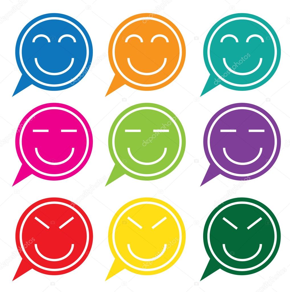Vector - Set of colorful speech bubbles with smile face icon Stock ...