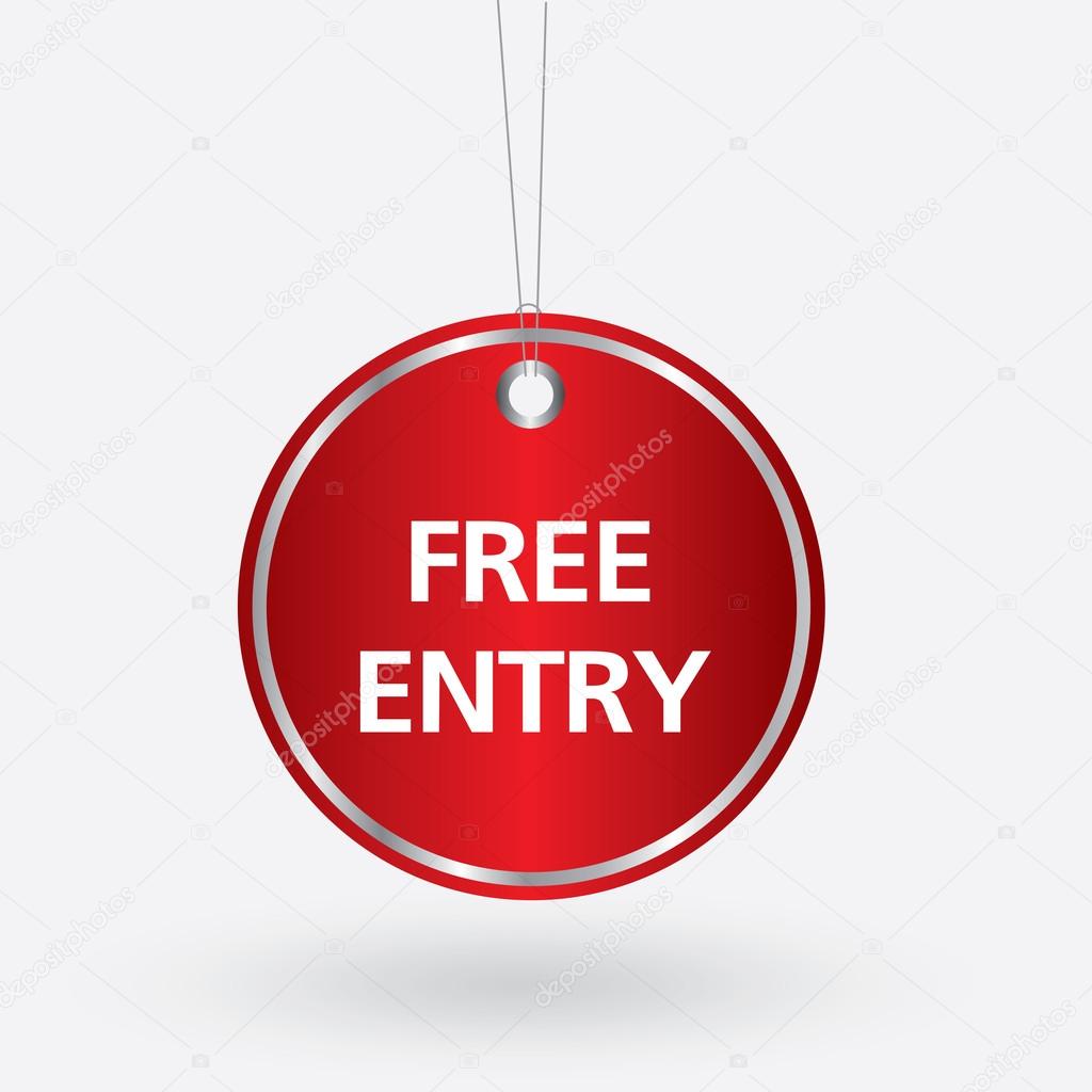 Red oval free entry tag. vector illustration Stock Vector by ©photousvp77 65705017