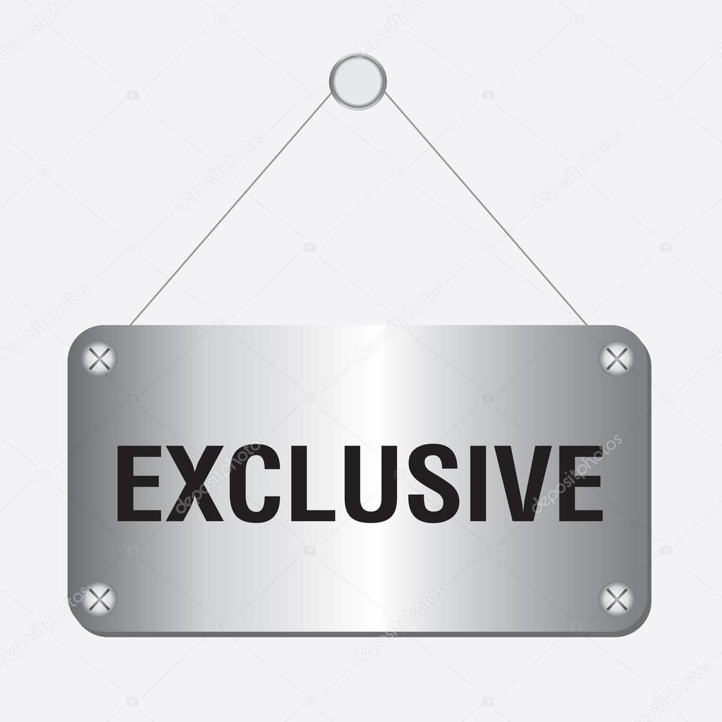 Silver metallic exclusive sign hanging on the wall — Stock Vector ...