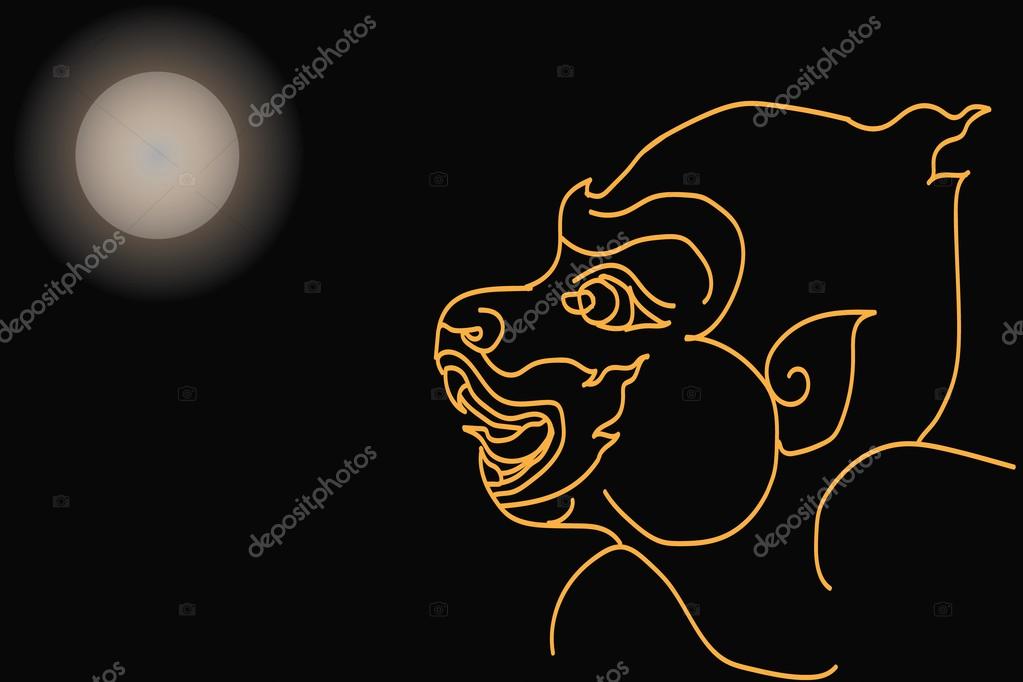 Hanuman see moon — Stock Vector © eisa_illus #55611723