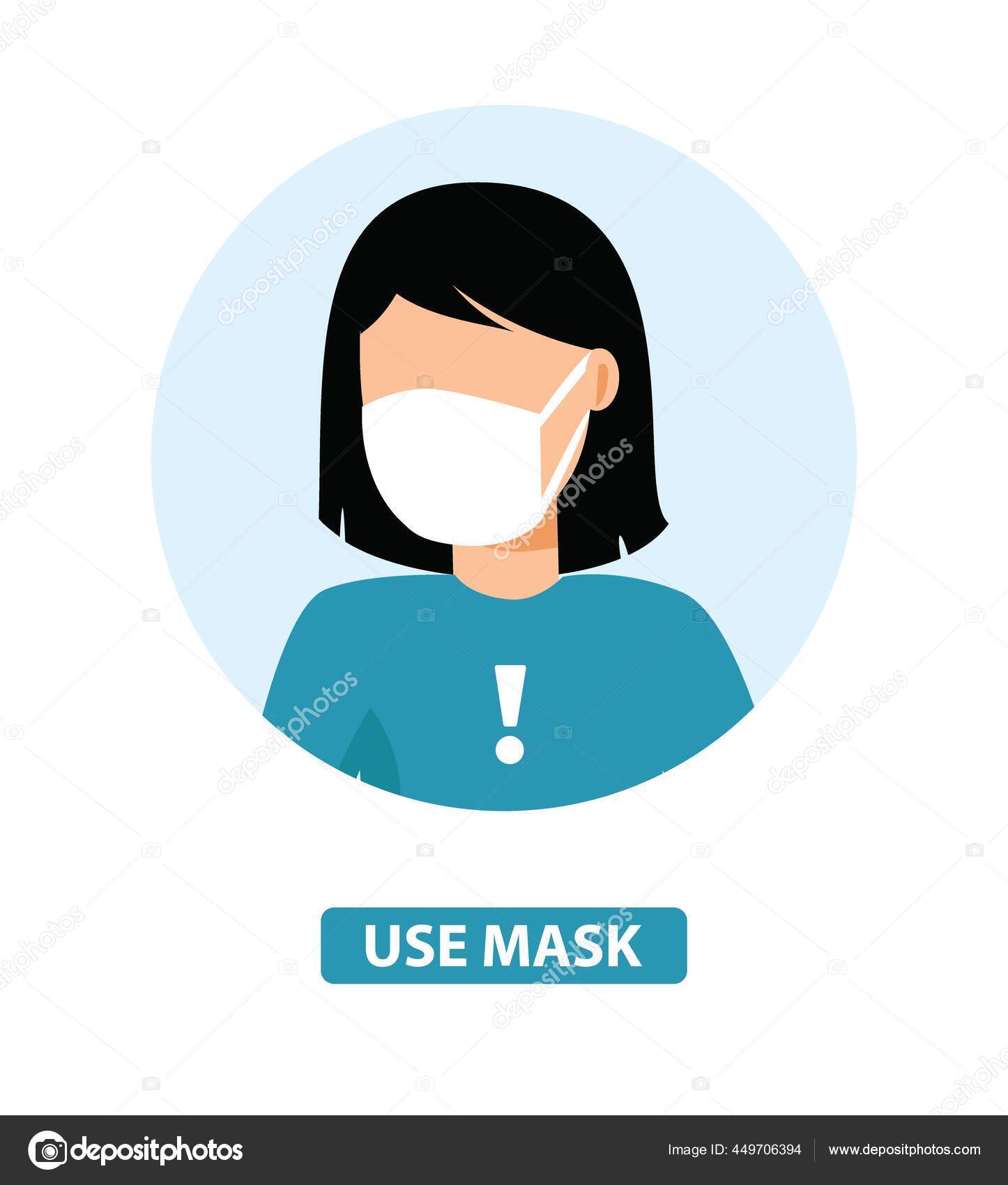 Woman Wearing Mask Vector Design Warning Sign Recommend Wear Protective ...