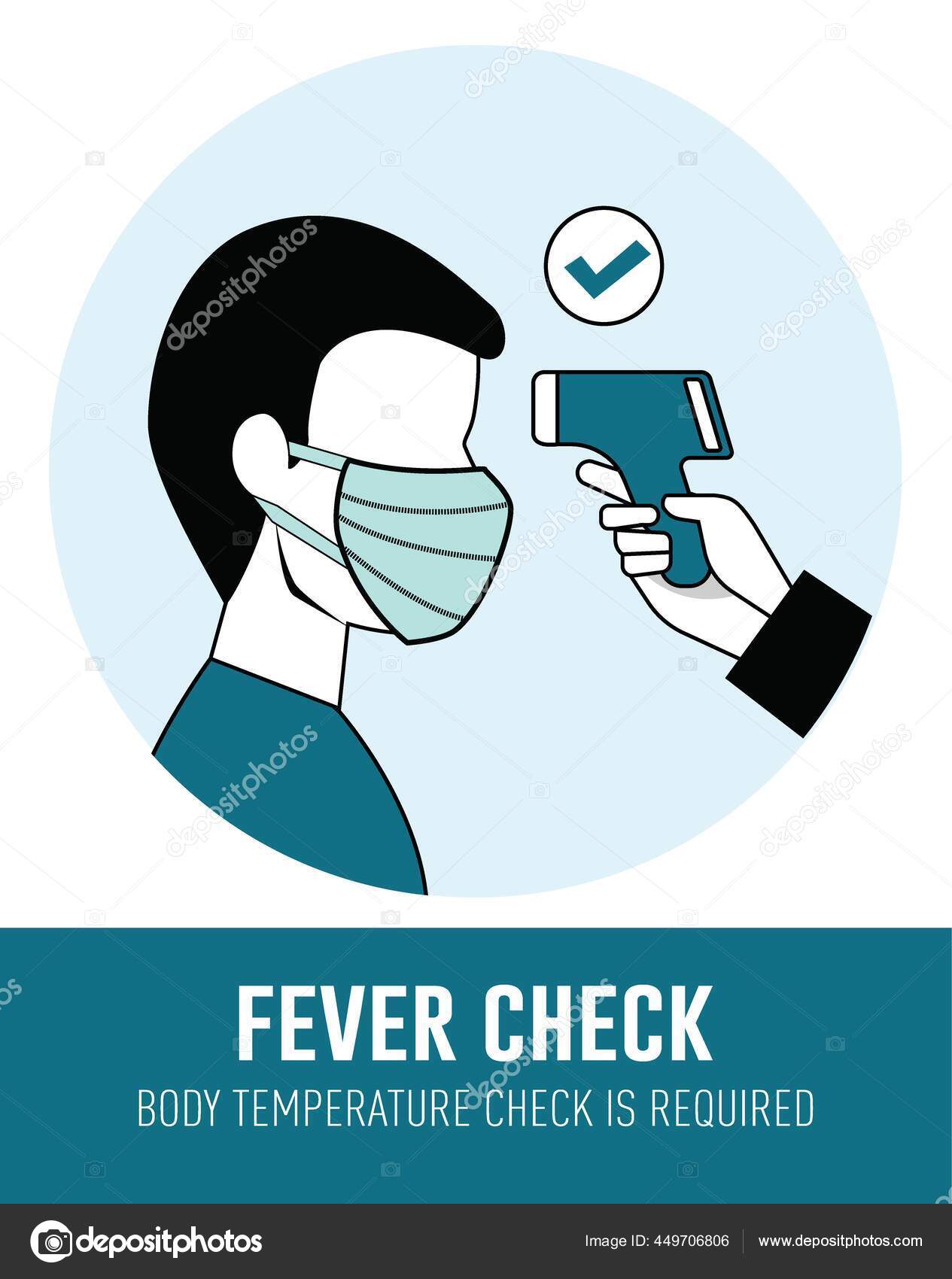 Body Temperature Check Vector Flat Illustration Doctor Holding Non ...