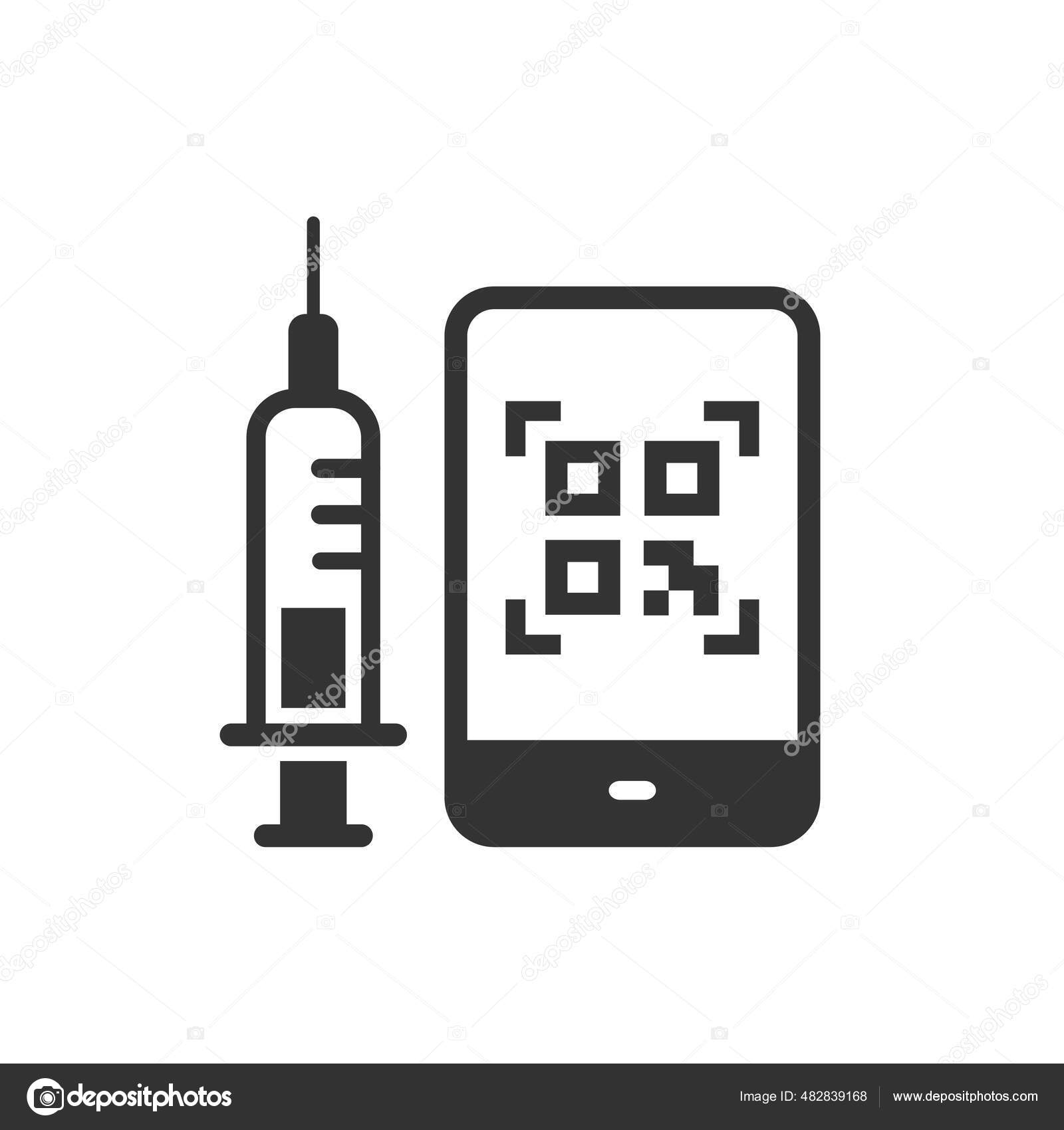 Ikon Kode Vaksinasi Covid Ilustrasi Vektor Diisolasi Pada Warna Putih ...