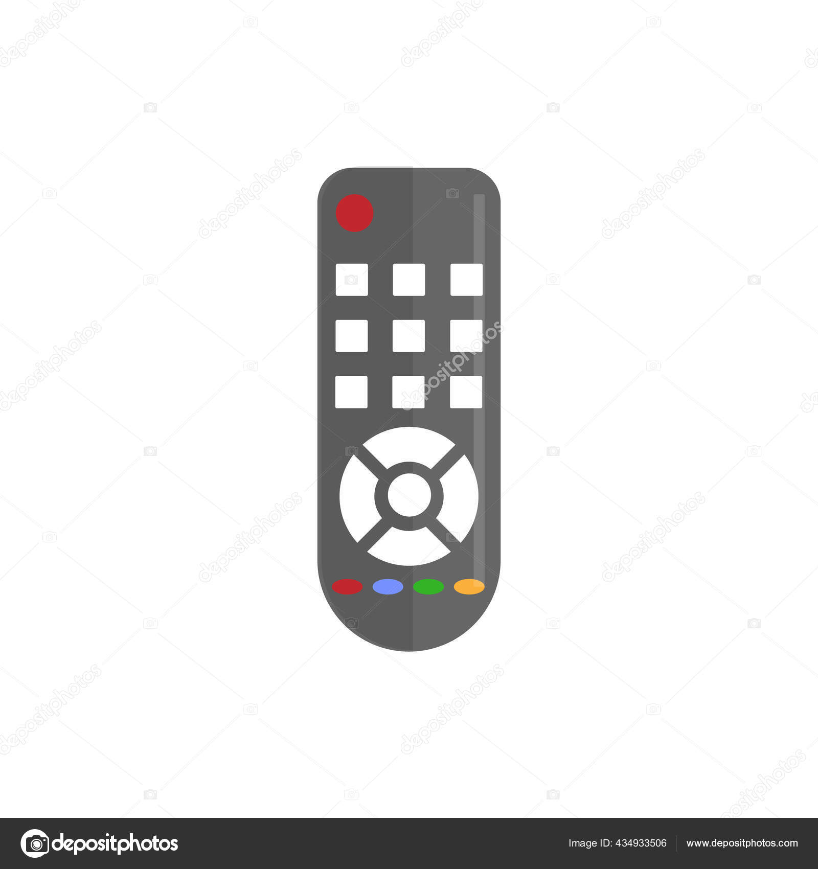 Grey with white button classic TV remote, flat illustration Stock ...