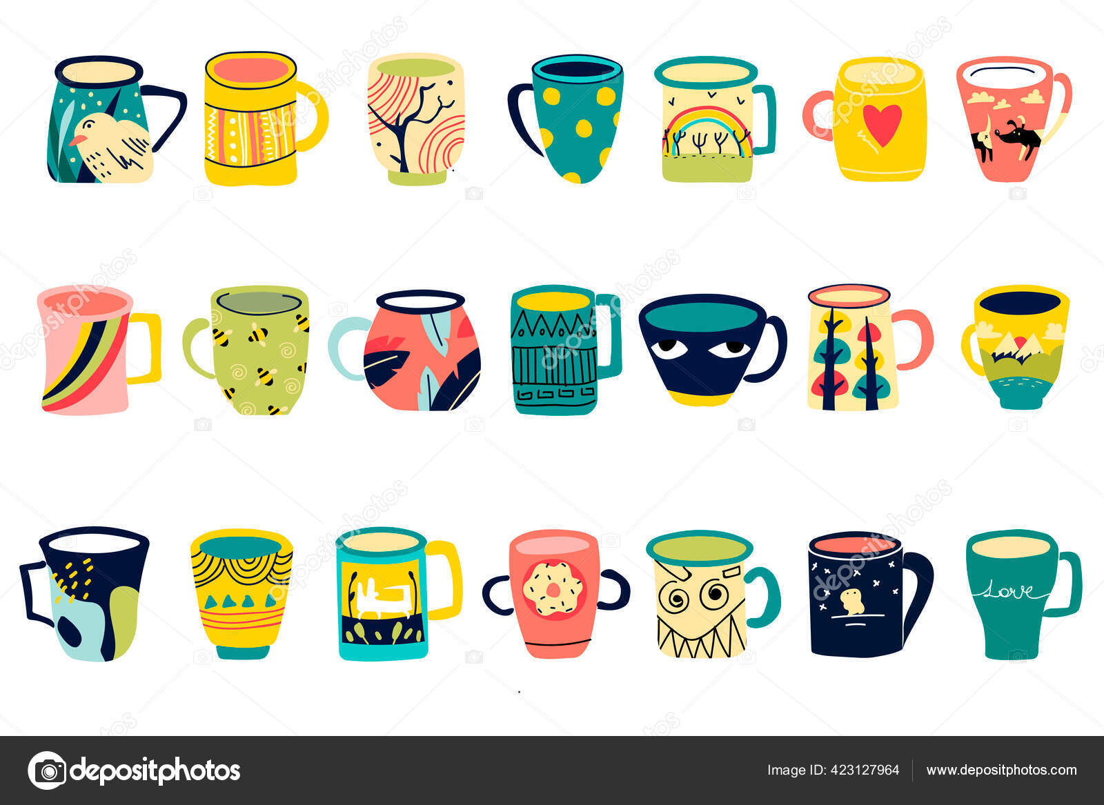 Cups doodle set Stock Vector Image by ©Alphavector #423127964