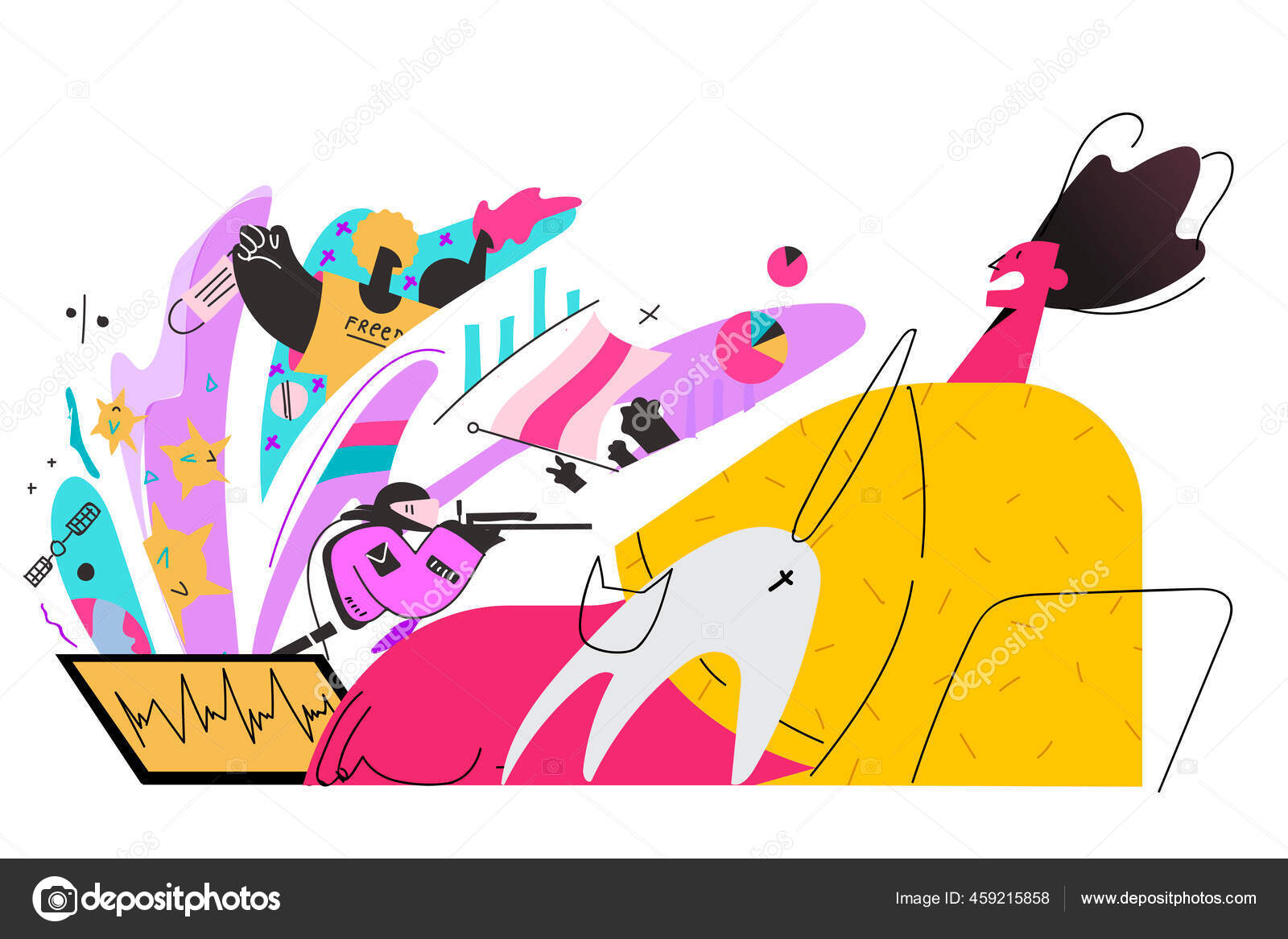 Image vectorielle Attaque de panique, influence négative du concept des ...