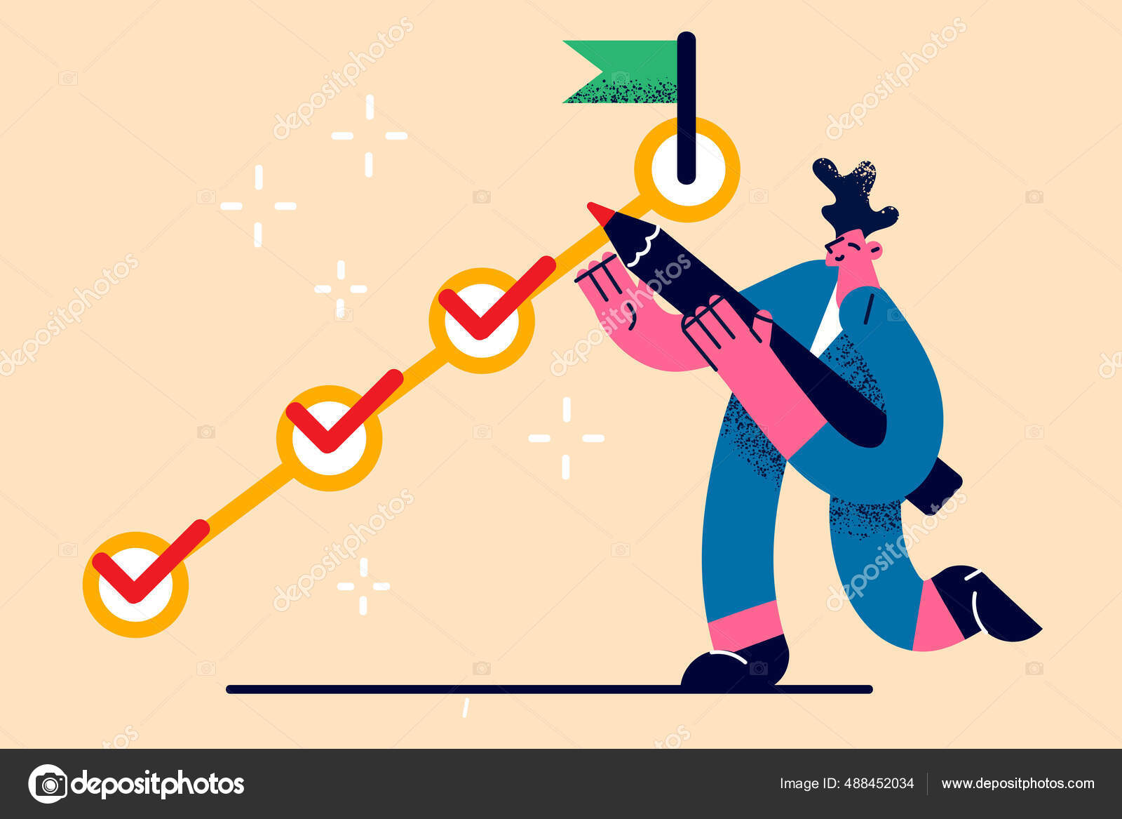 Task completion, task solving, management concept. Stock Illustration ...