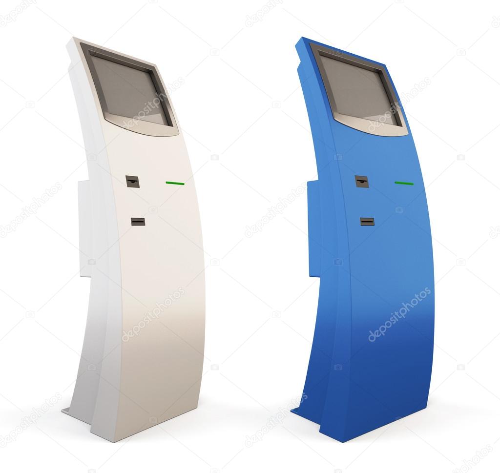 Two interactive kiosk blue and white colors. 3d. Stock Photo by ©3DMAVR ...