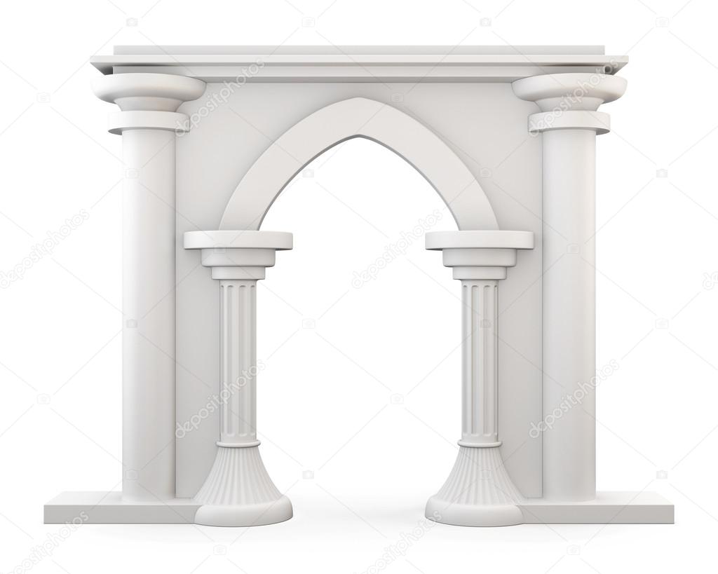 Front view of a Entrance with columns isolated on white backgrou Stock ...