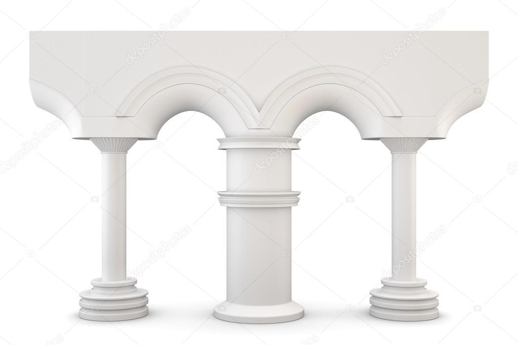 Arch with columns isolated on white background. 3d. Stock Photo by ...
