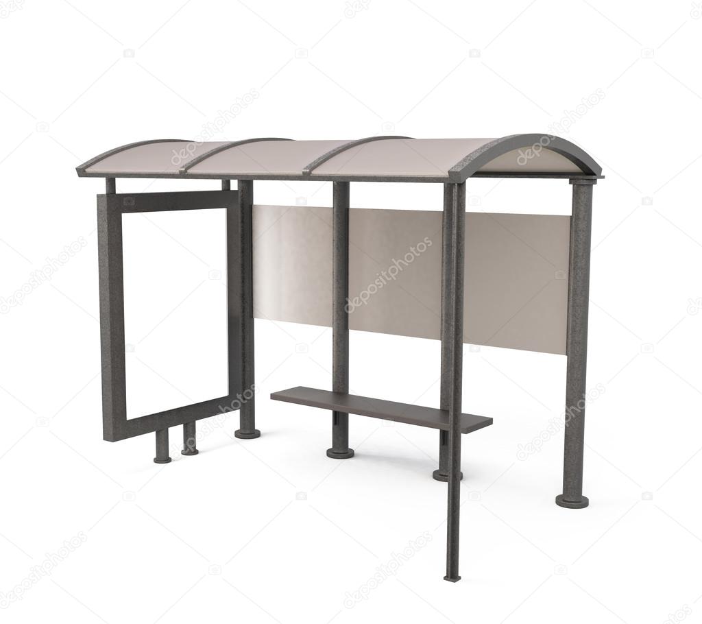 Bus stop isolated on white bcakground. 3d. — Stock Photo © 3DMAVR #91456024