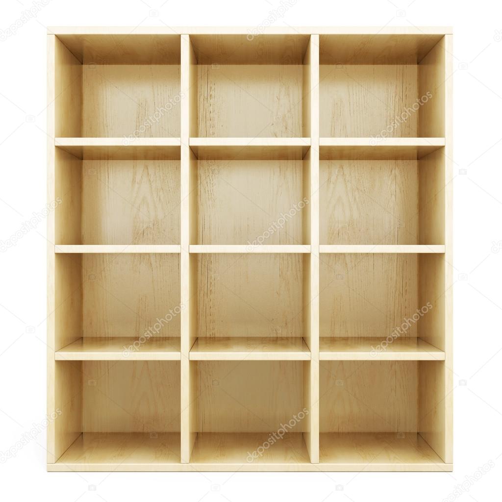 Empty wooden shelves on a white background. Stock Photo by ©3DMAVR 96830090