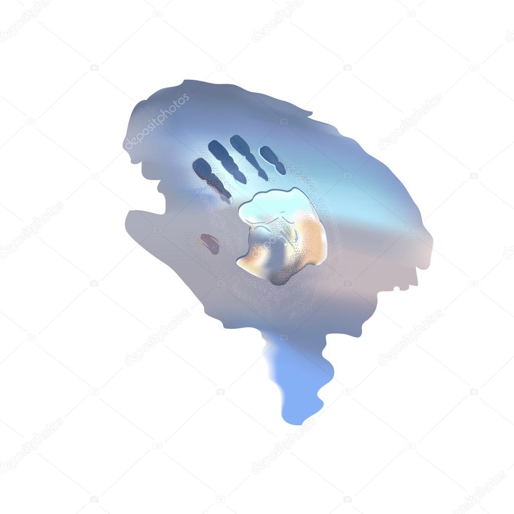 Handprint on a cold sweaty glass marks on ice Stock Vector by ...