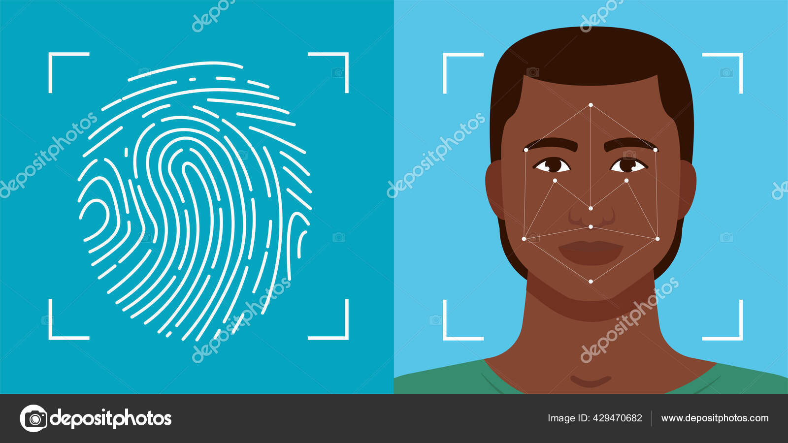 Identify Person Scanning Face Fingerprint Concept Biometrics Stock Vector by ©pandagolik@gmail ...