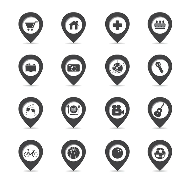 Map location markers, pointers vector icons set — Stock Vector © RedKoala #18299139