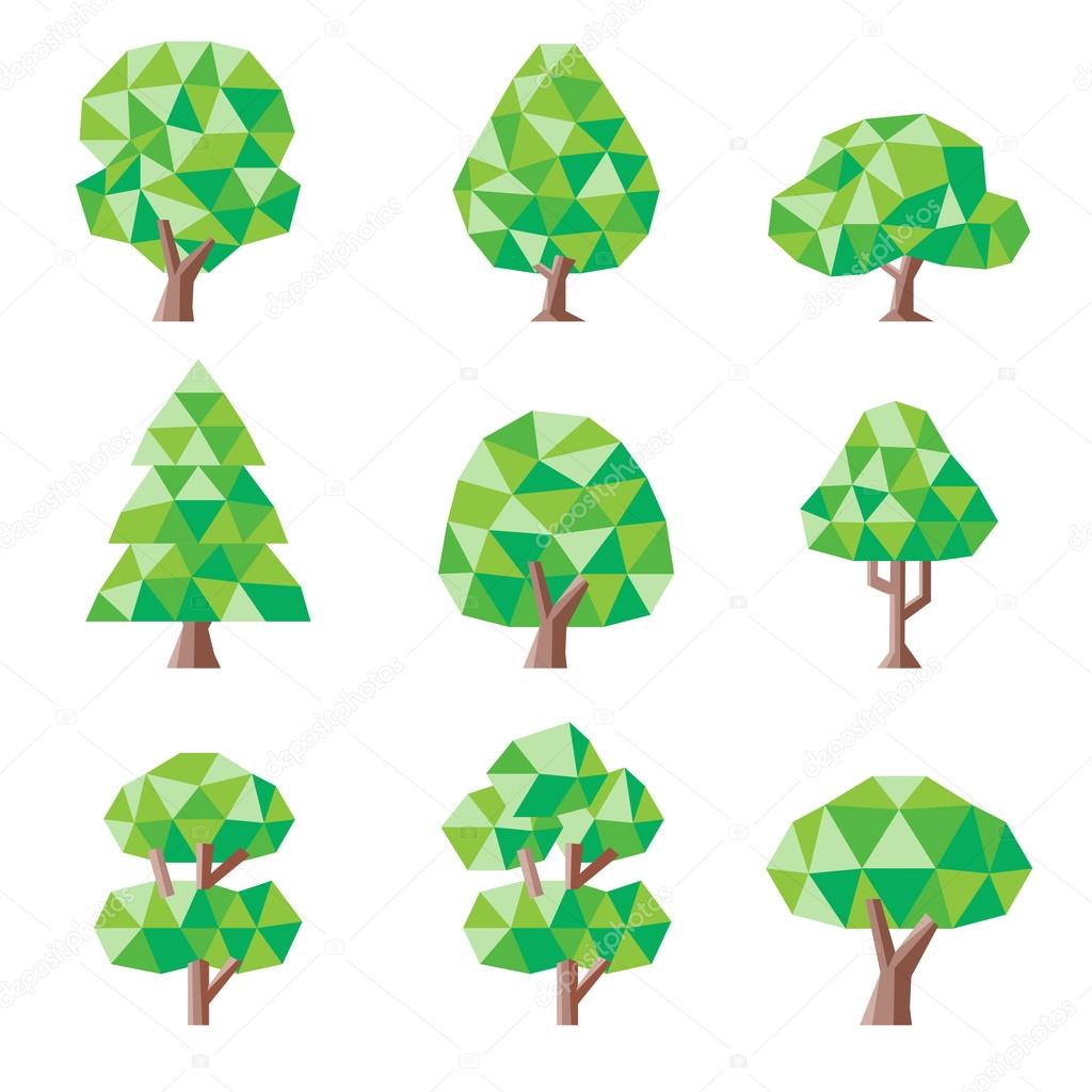 Low poly tree set Stock Vector by ©jacartoon 75622883