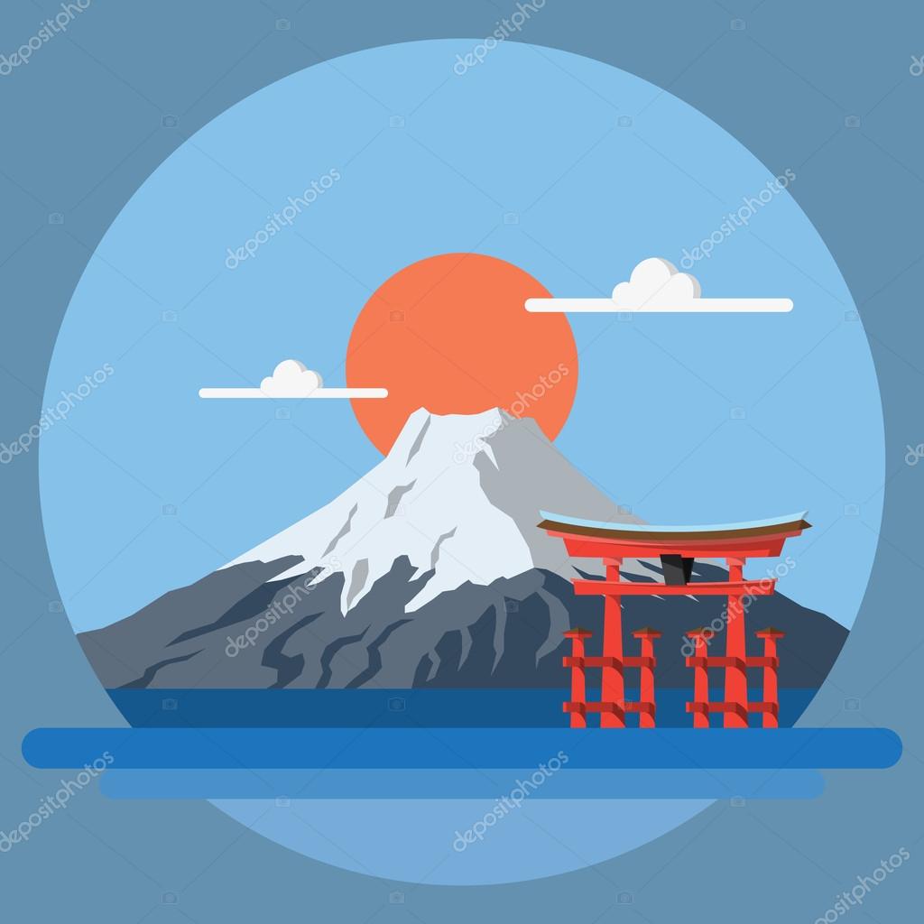 Flat design landscape of Japan ⬇ Vector Image by © narak0rn | Vector ...